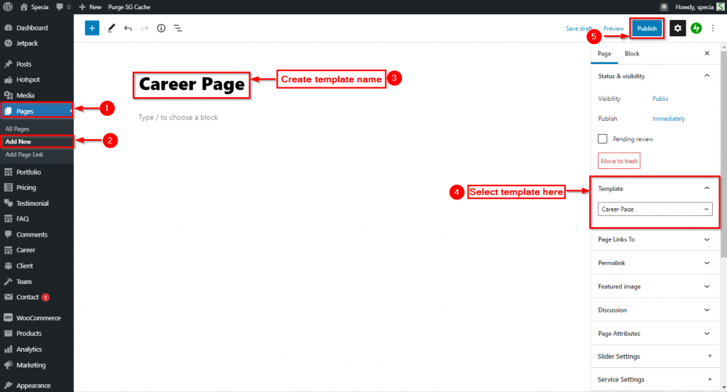 How to create Career page template? – Specia HelpDesk