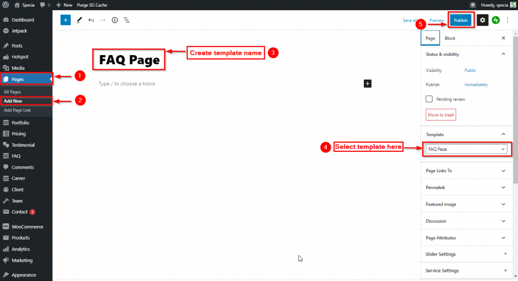 How to create FAQ page template? – Specia HelpDesk